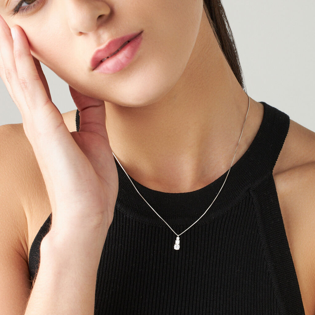 Collana Trilogy Claire Oro Bianco Cubic Zirconia - 1412206 • Stroili