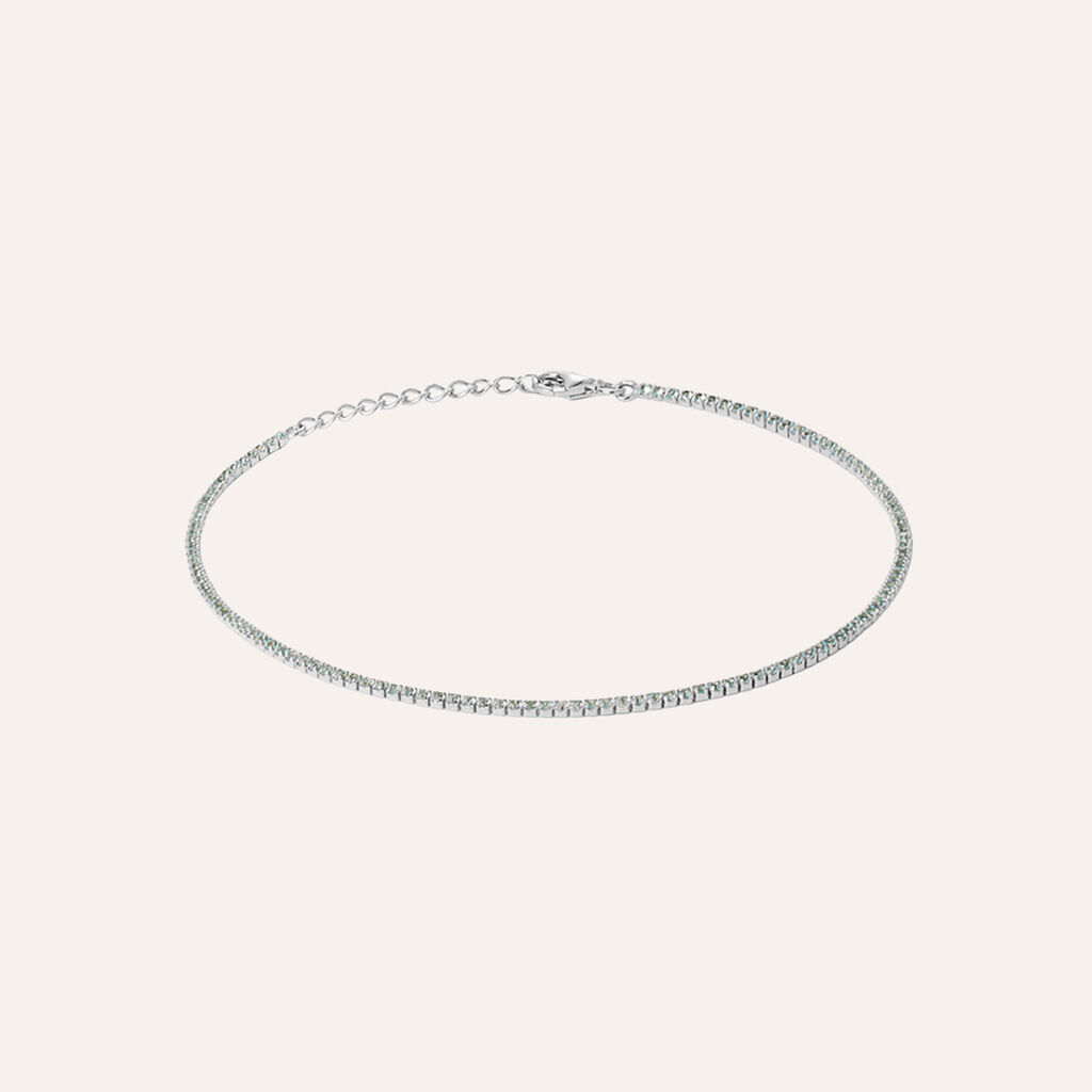 Cavigliera Tennis Silver Rainbow Argento Rodiato Cubic Zirconia ...