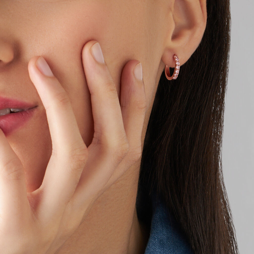 Orecchini A Cerchio Silver Rainbow Argento Rosa Cubic Zirconia ...