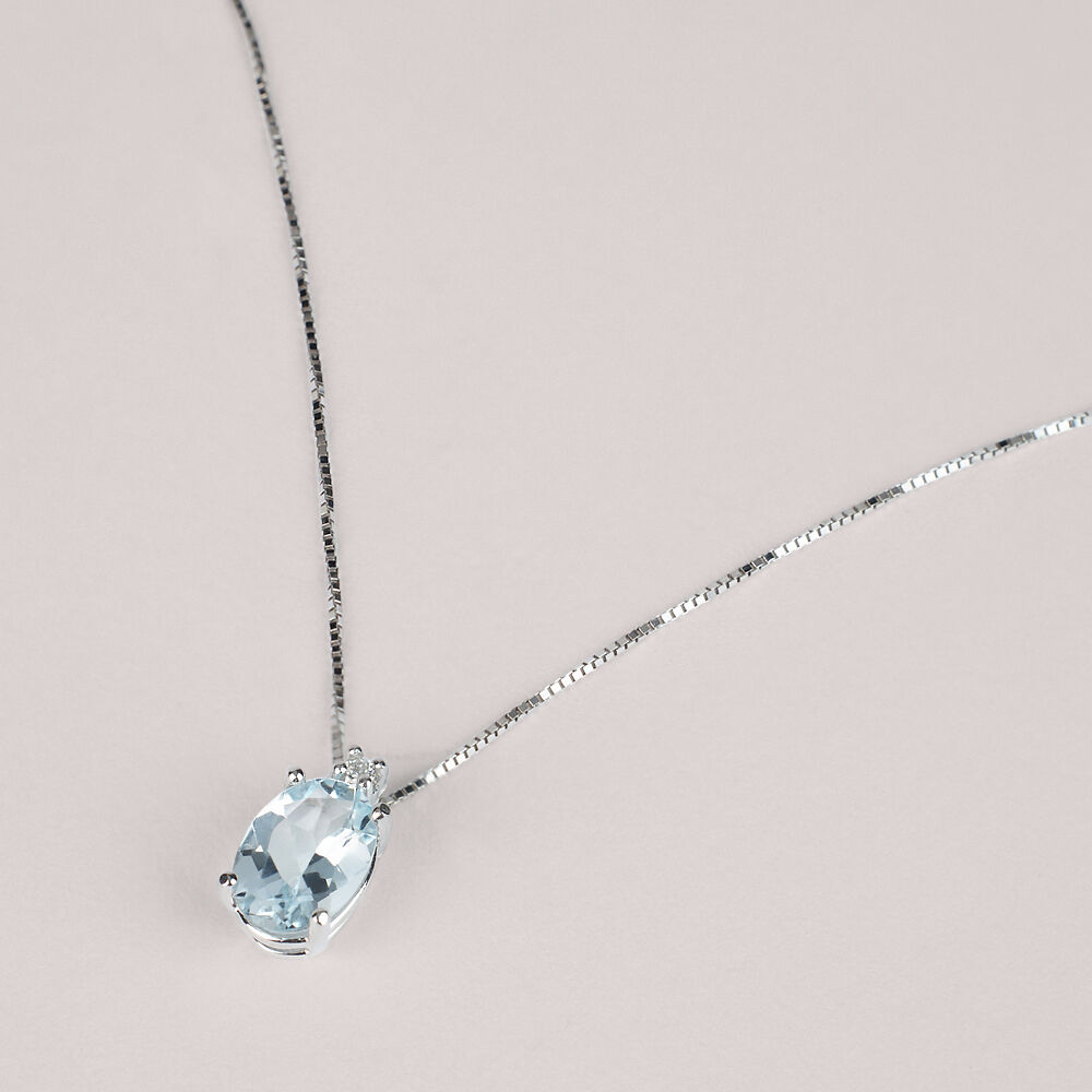 Collana Punto Luce Acquamarina Oro Bianco Acquamarina Diamante - 1686200 • Stroili