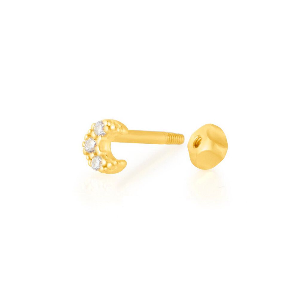 Piercing Orecchio Tragus Helix Conch Bon Ton Oro Giallo Cubic Zirconia ...