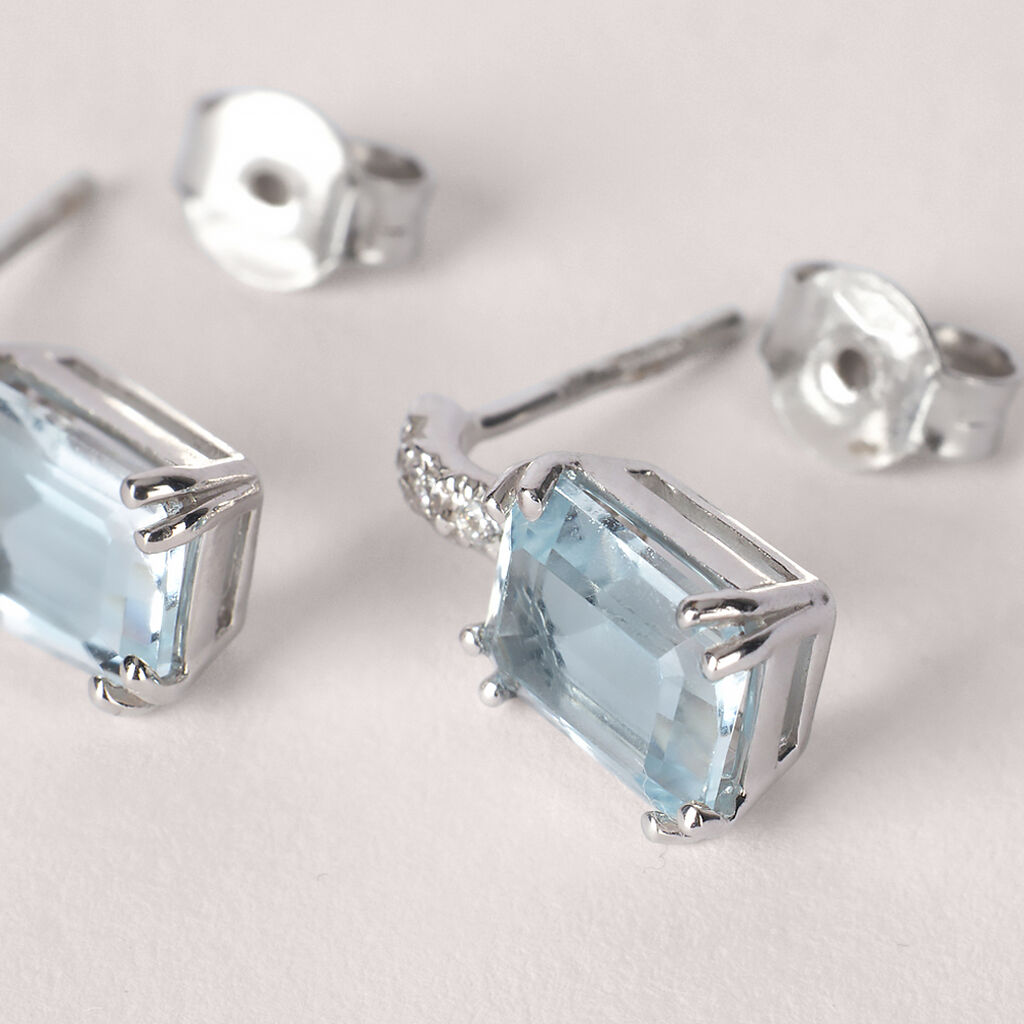 Orecchini Lobo Acquamarina Oro Bianco Acquamarina Diamante - 1686194 ...